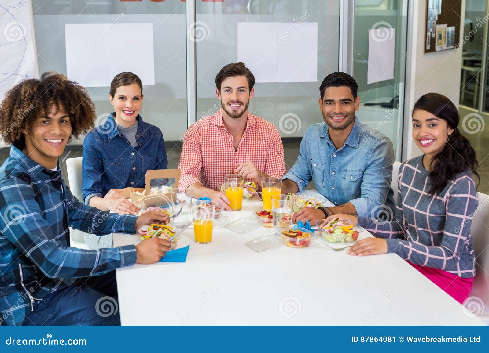 Portrait of Smiling Executives Having Breakfast Stock Image - Image of ...