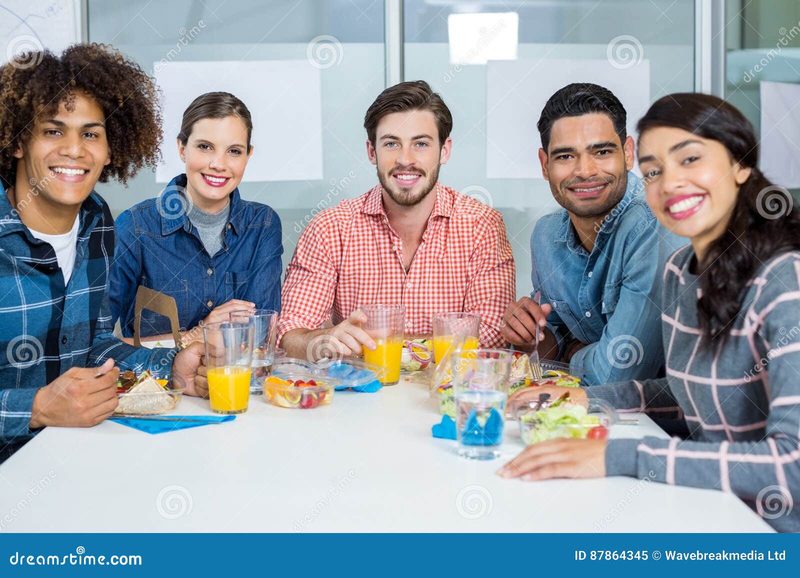 Portrait of Smiling Executives Having Breakfast Stock Image - Image of ...