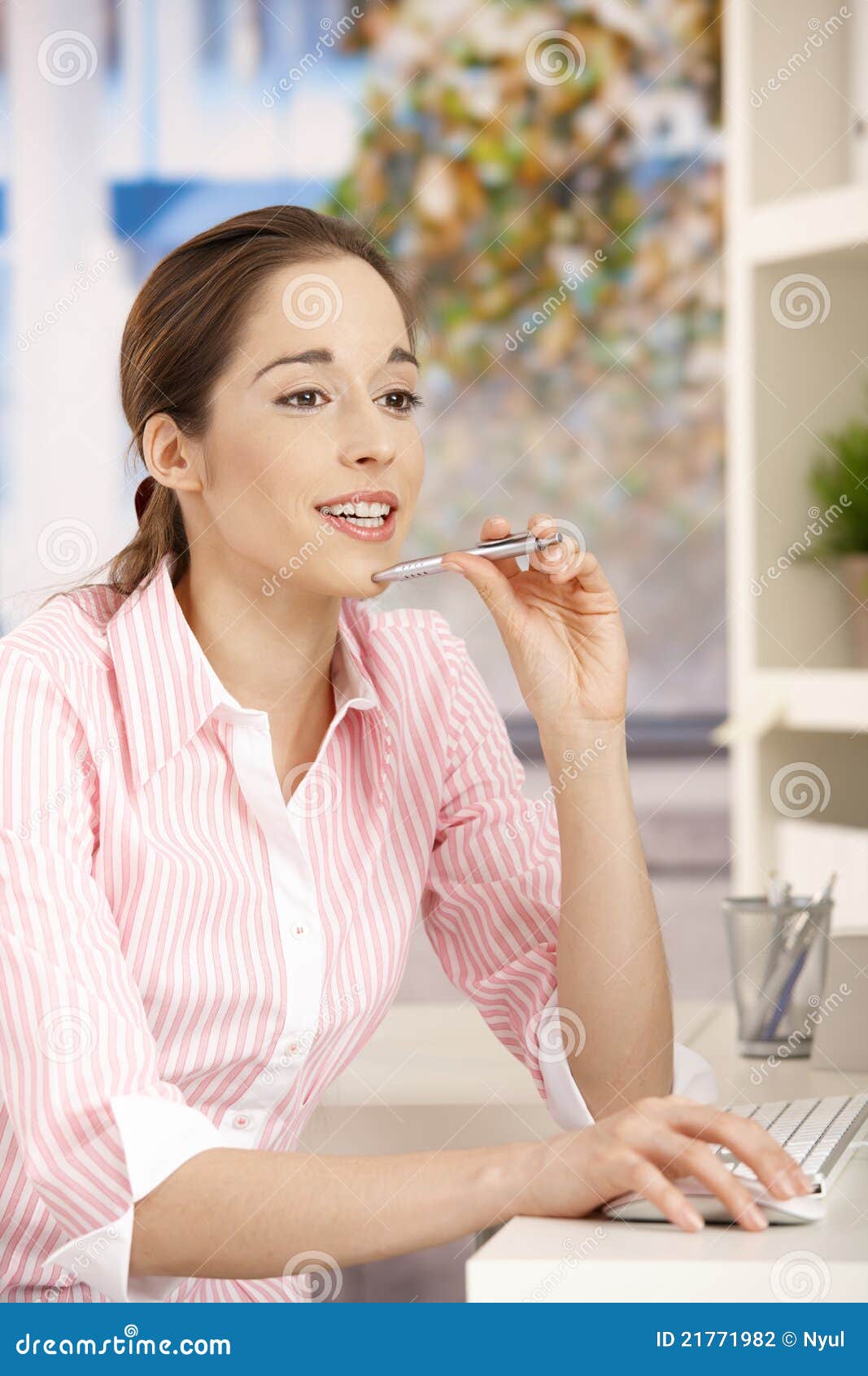 Portrait of Smiling Female Assistant Stock Photo - Image of caucasian ...
