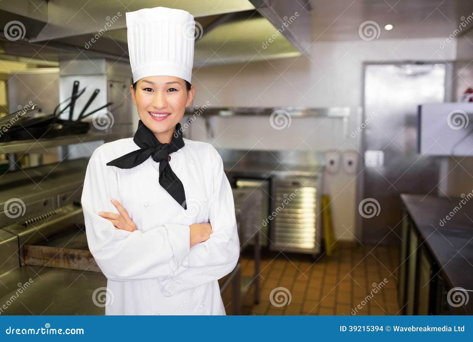 Portrait of Smiling Female Cook in Kitchen Stock Photo - Image of ...