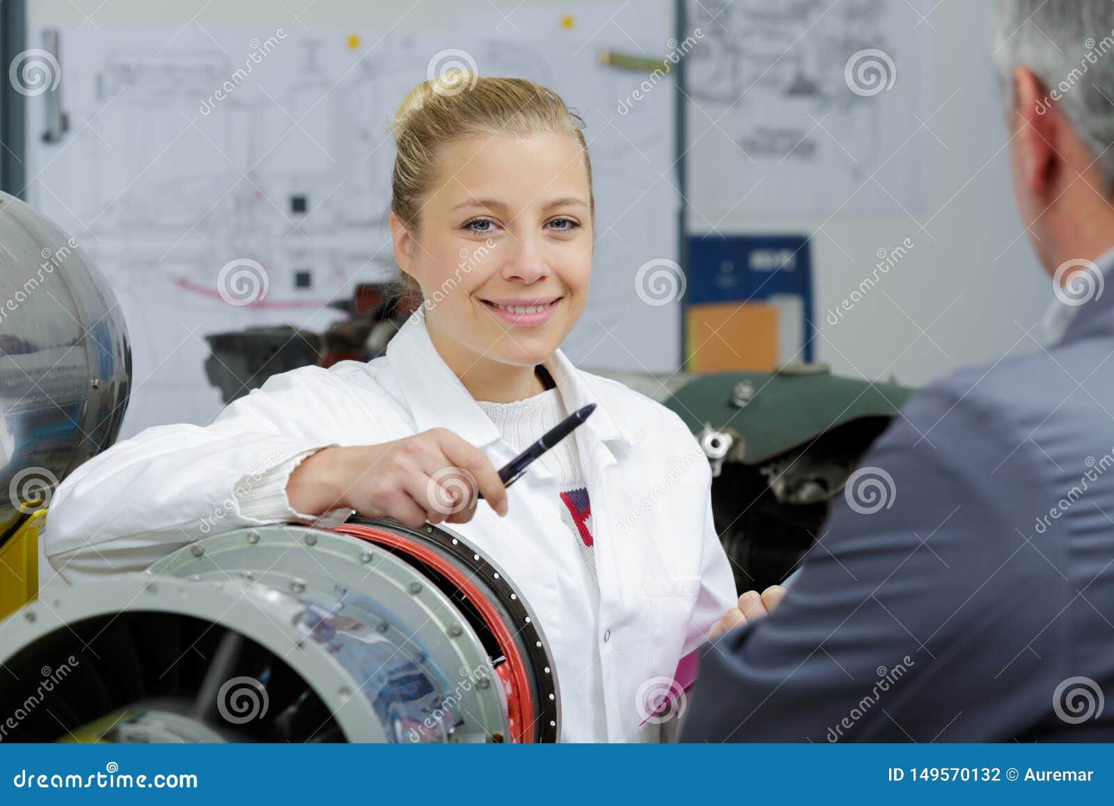 Portrait Smiling Female Engineer Wearing White Labcoat Stock Photo ...