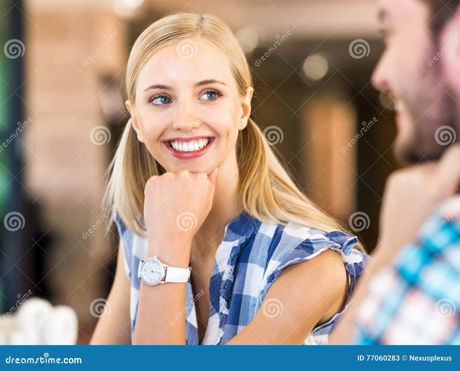 Portrait of Smiling Female Office Worker Stock Image - Image of smile ...