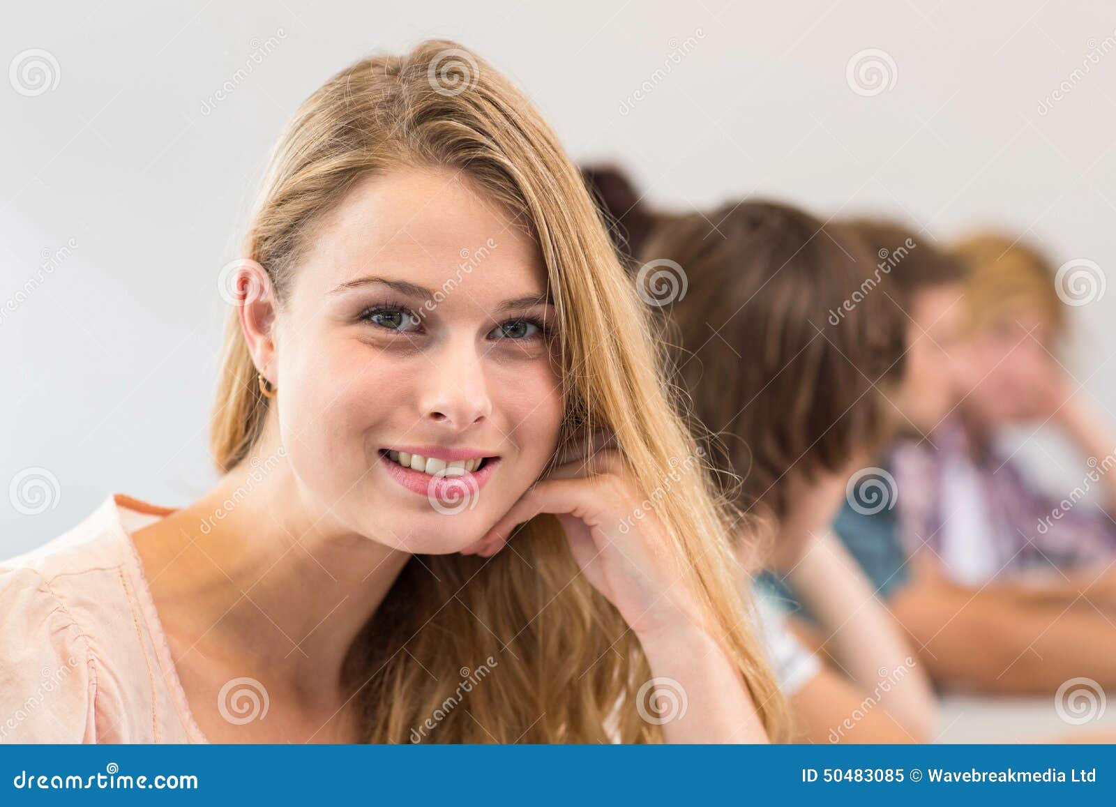Portrait of Smiling Female Student in Classroom Stock Image - Image of ...