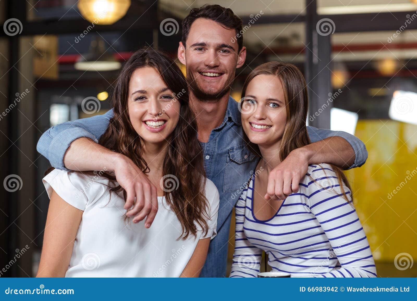 Portrait of Smiling Friends Stock Photo - Image of closeness, beverage ...