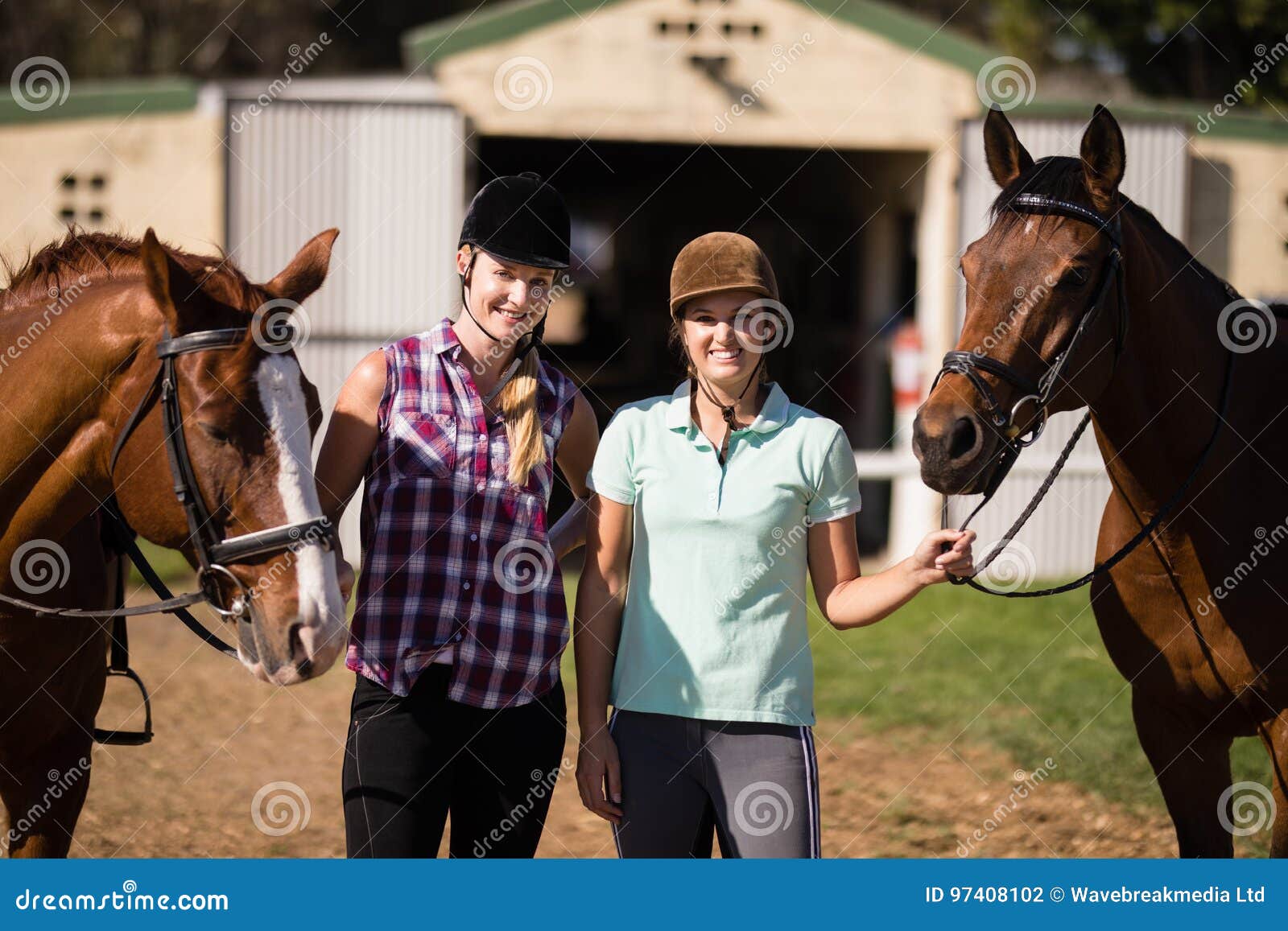 Portrait of Smiling Friends with Horses Editorial Photography - Image ...
