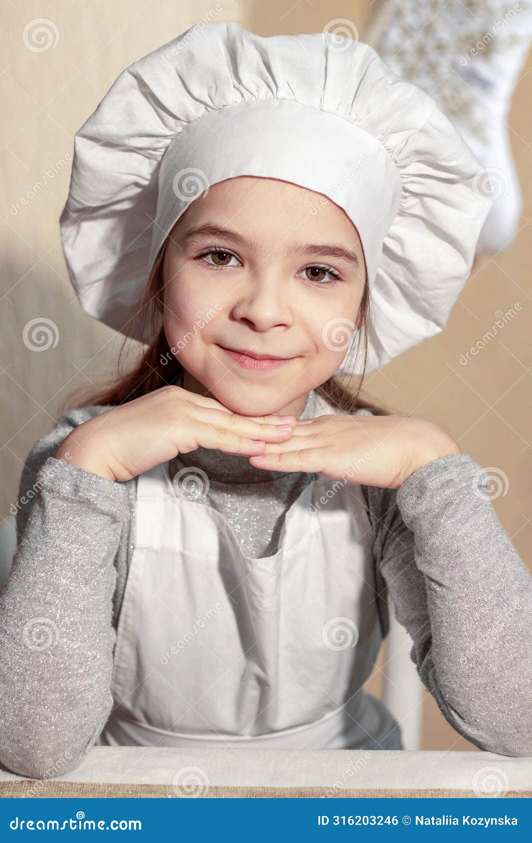 Portrait of a Smiling Girl in a Chef S Hat Stock Photo - Image of ...