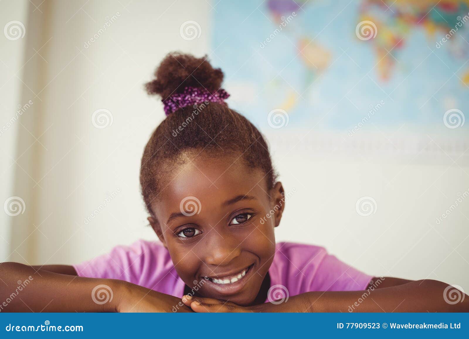 Portrait of Smiling Girl in Classroom Stock Image - Image of portrait ...
