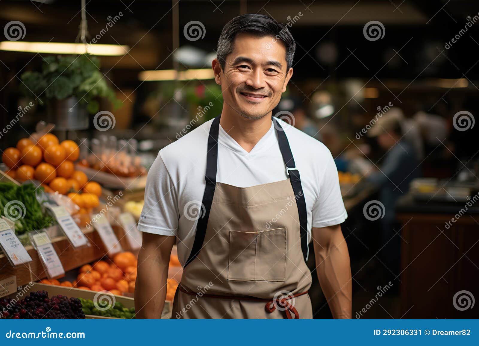 Portrait of a Smiling Grocery Store Clerk. Ai Generative Stock ...