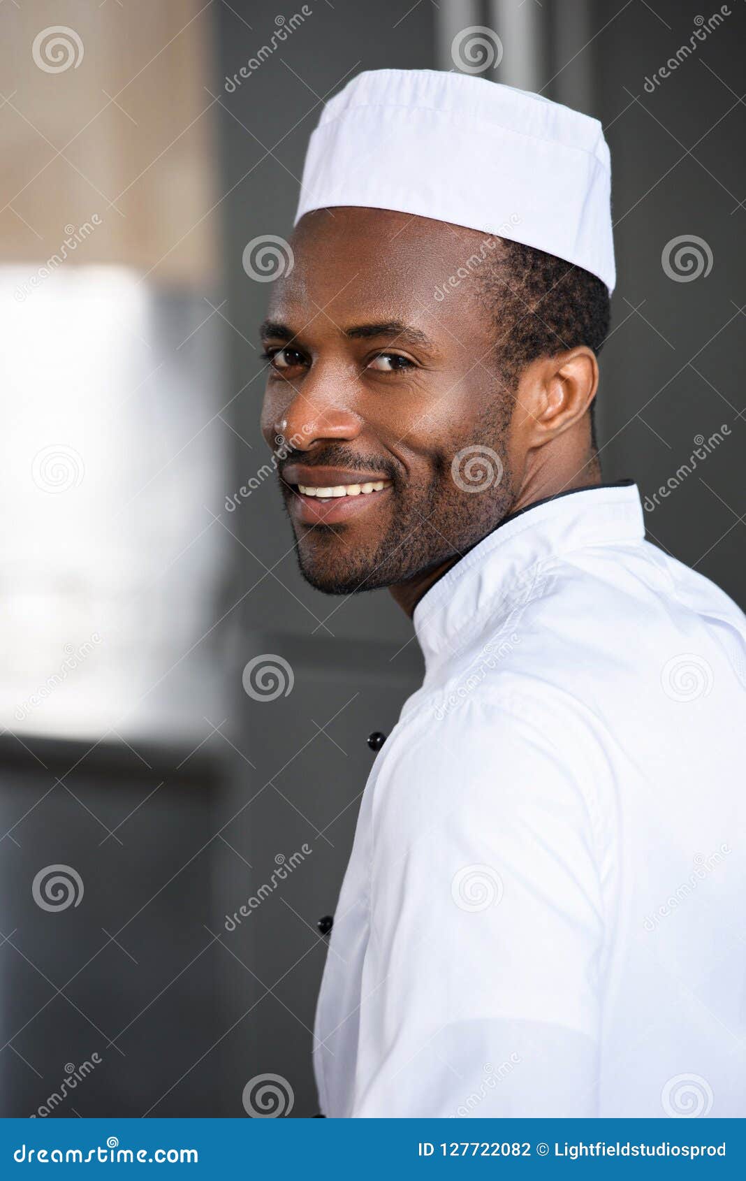 Portrait of Smiling Handsome African American Chef Looking at Camera ...