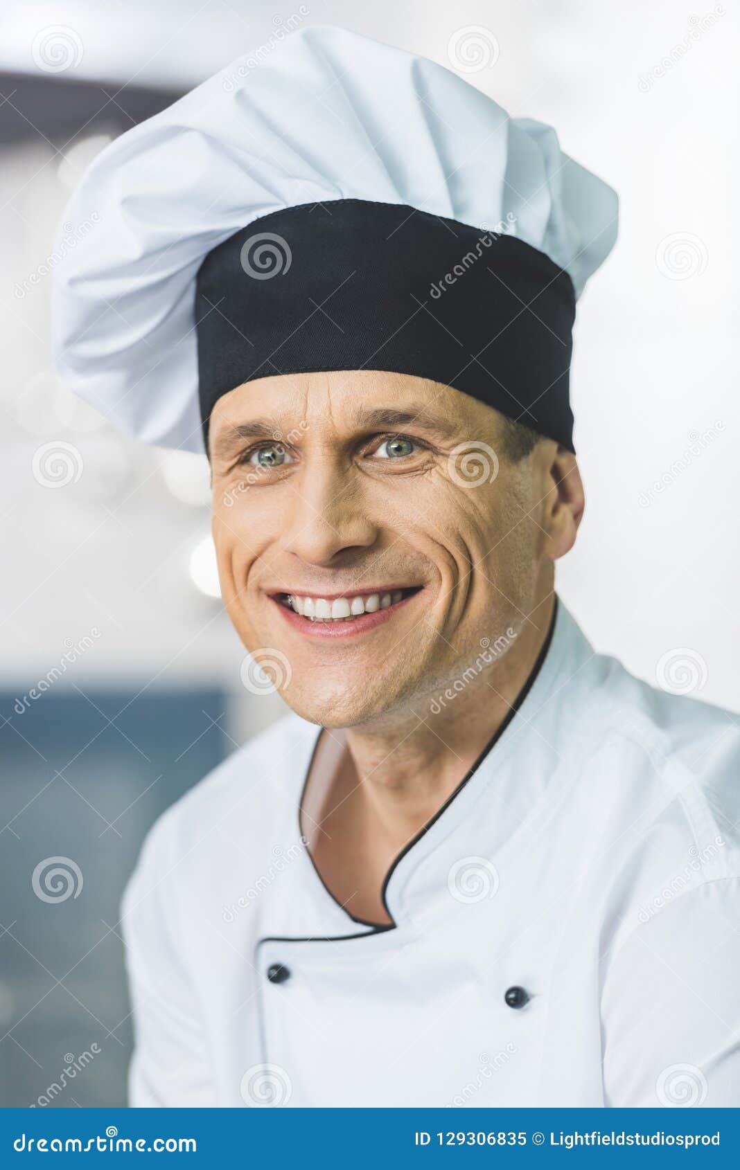 Portrait of Smiling Handsome Chef Stock Image - Image of coldkitchen ...