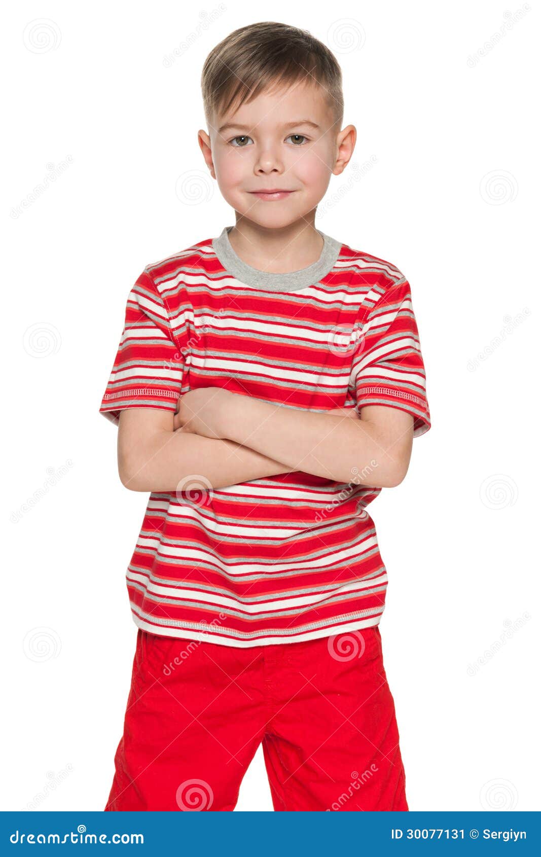 Smiling little boy in red stock image. Image of childhood - 30077131