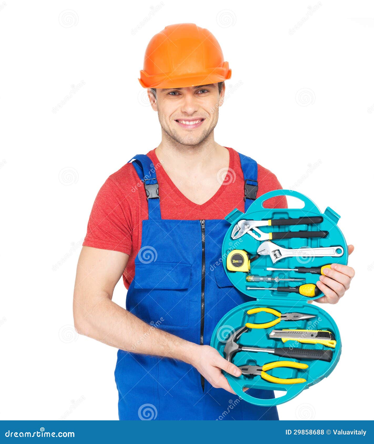 Portrait of Smiling Handyman with Tools Stock Photo - Image of home ...