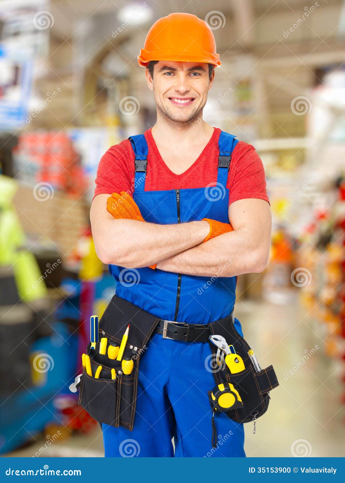 Portrait of Smiling Handyman with Tools Stock Photo - Image of portrait ...