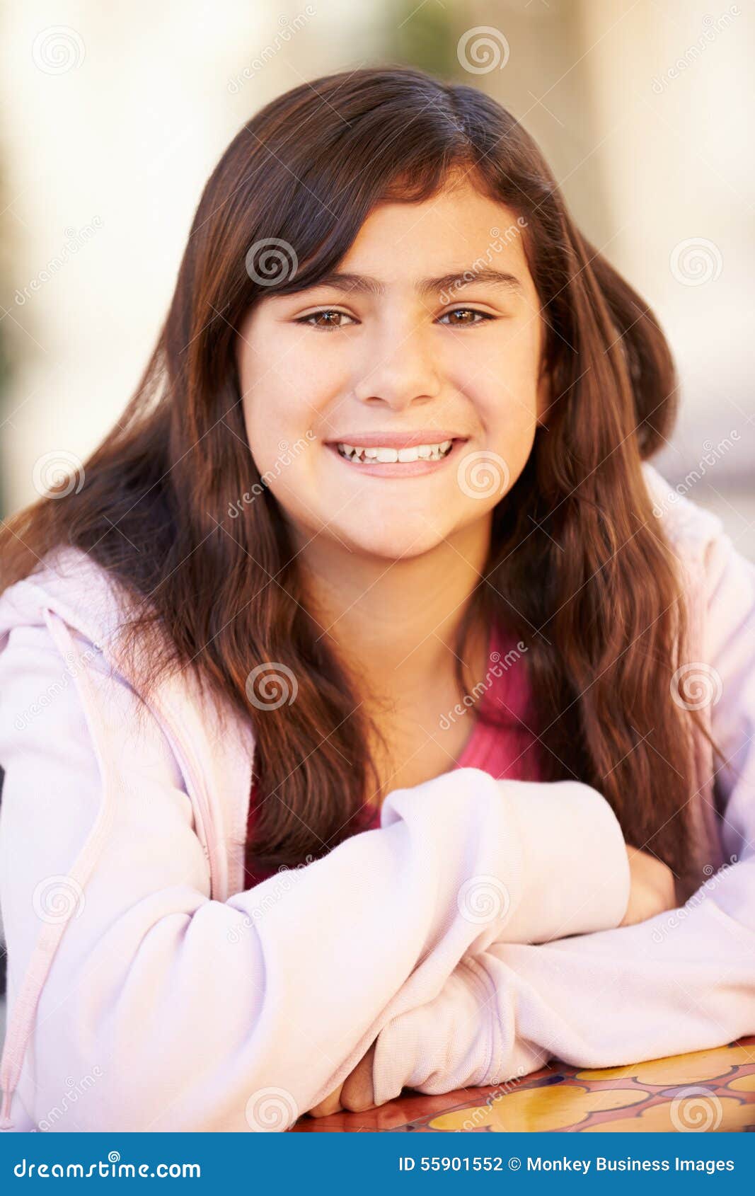 Portrait of Smiling Hispanic Girl Stock Photo - Image of female ...