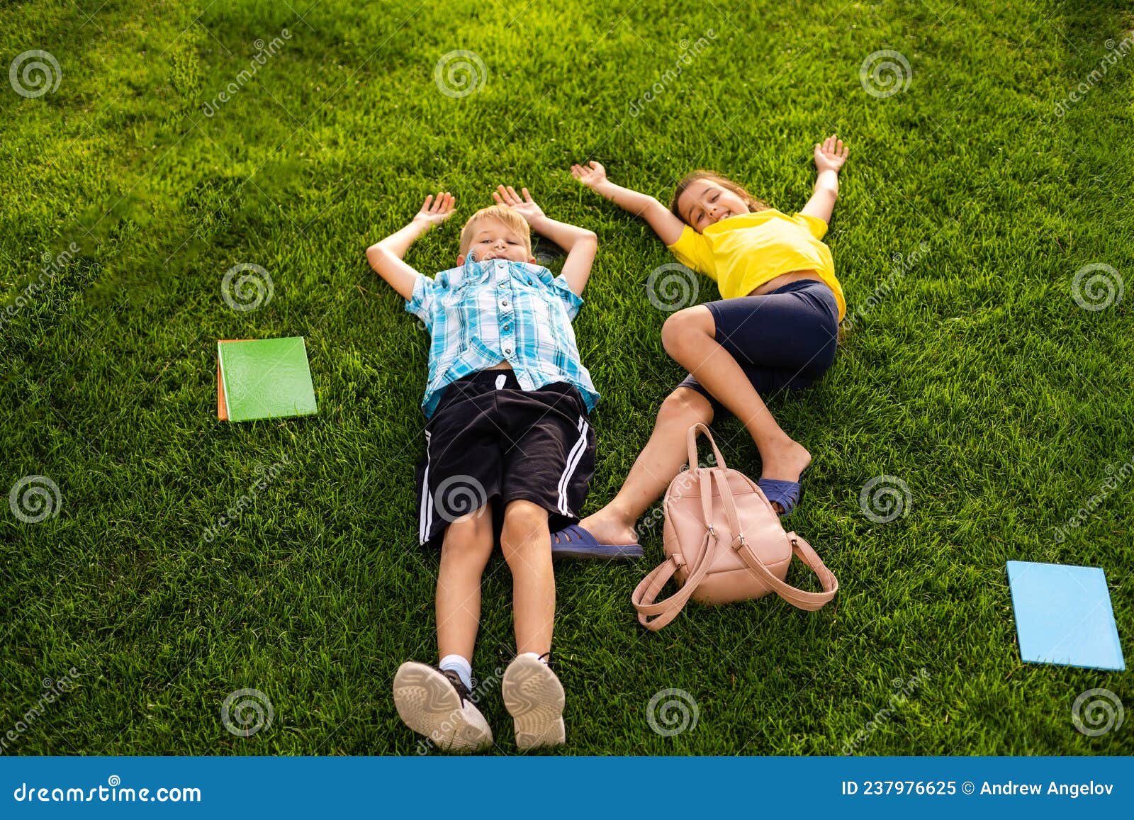 Portrait of Smiling Little School Kids Stock Image - Image of studying ...