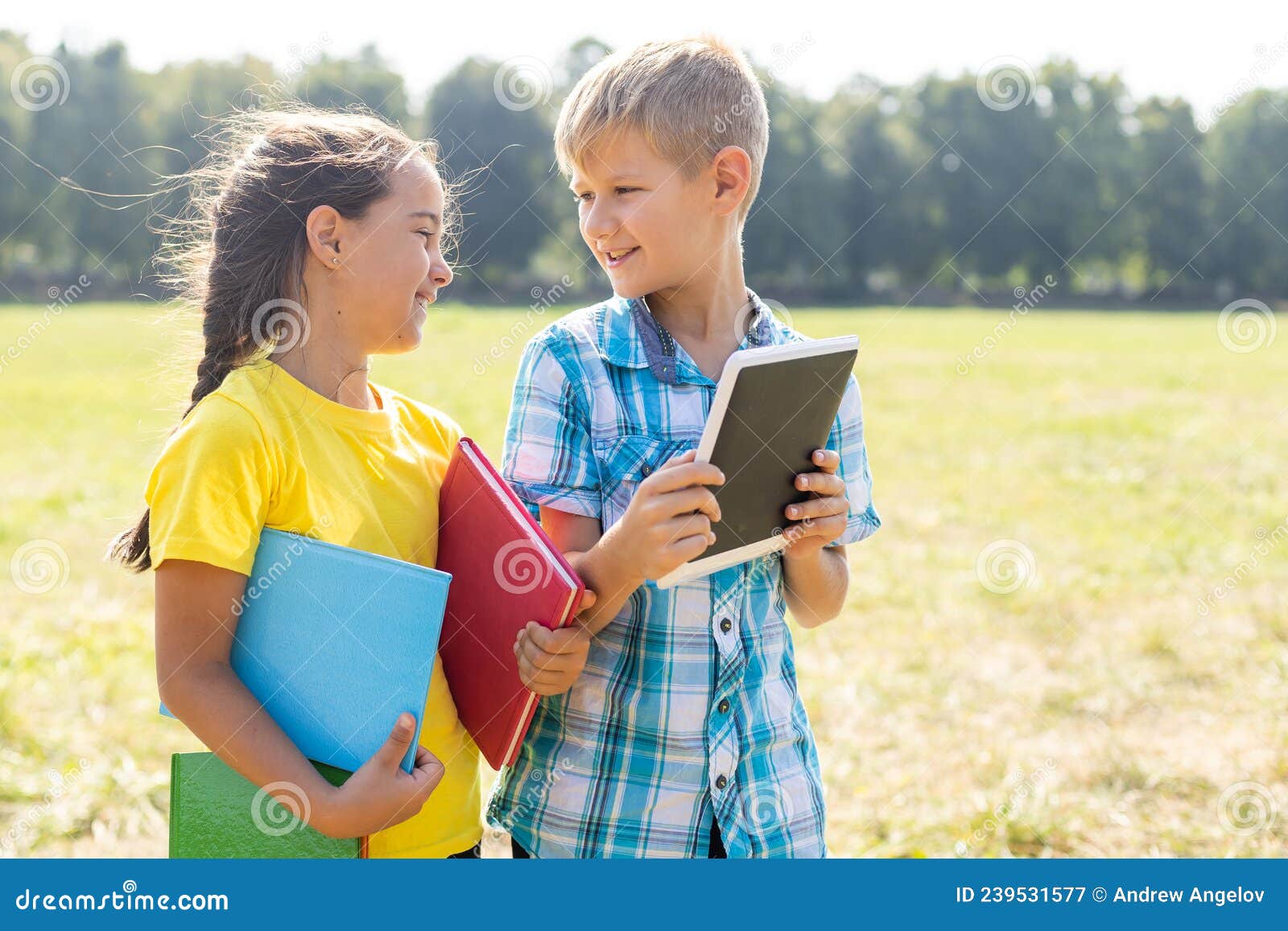 Portrait of Smiling Little School Kids Stock Image - Image of childhood ...