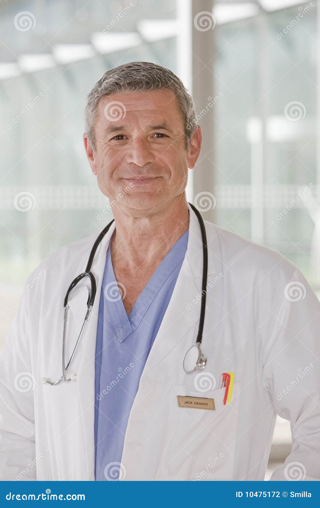 Portrait of Smiling Male Doctor Stock Photo - Image of positivity, male ...