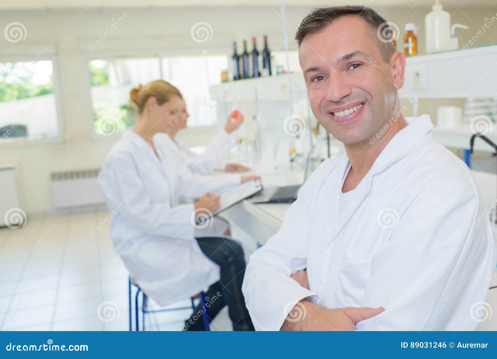Portrait Smiling Male Lab Technician Stock Photo - Image of smile, test ...