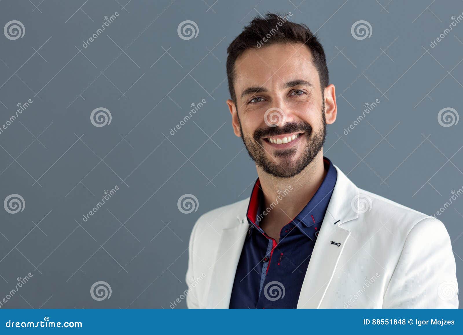 Portrait of Smiling Male Model Stock Photo - Image of charming, chic ...