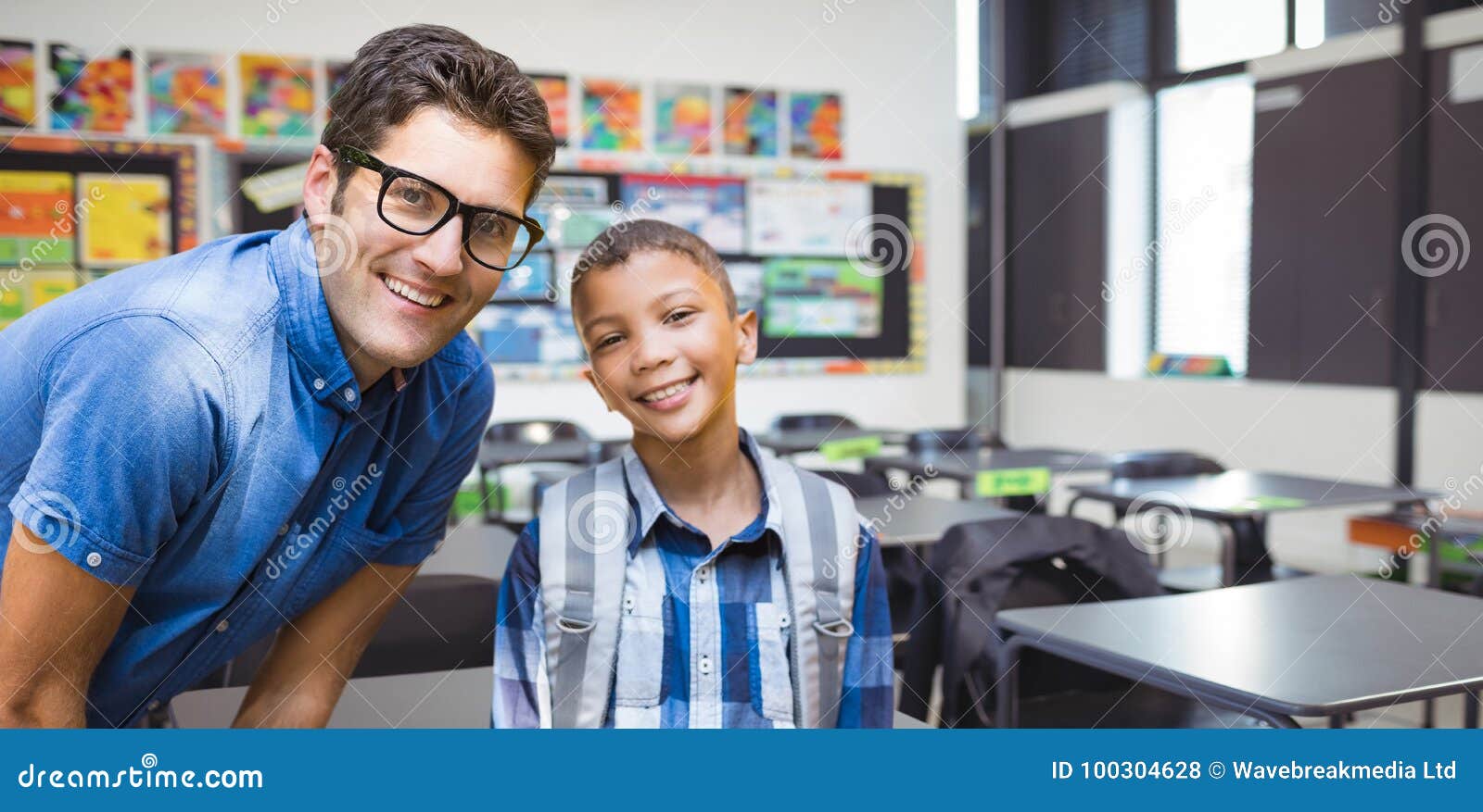 Composite Image of Portrait of Smiling Male Teacher with Student Stock ...