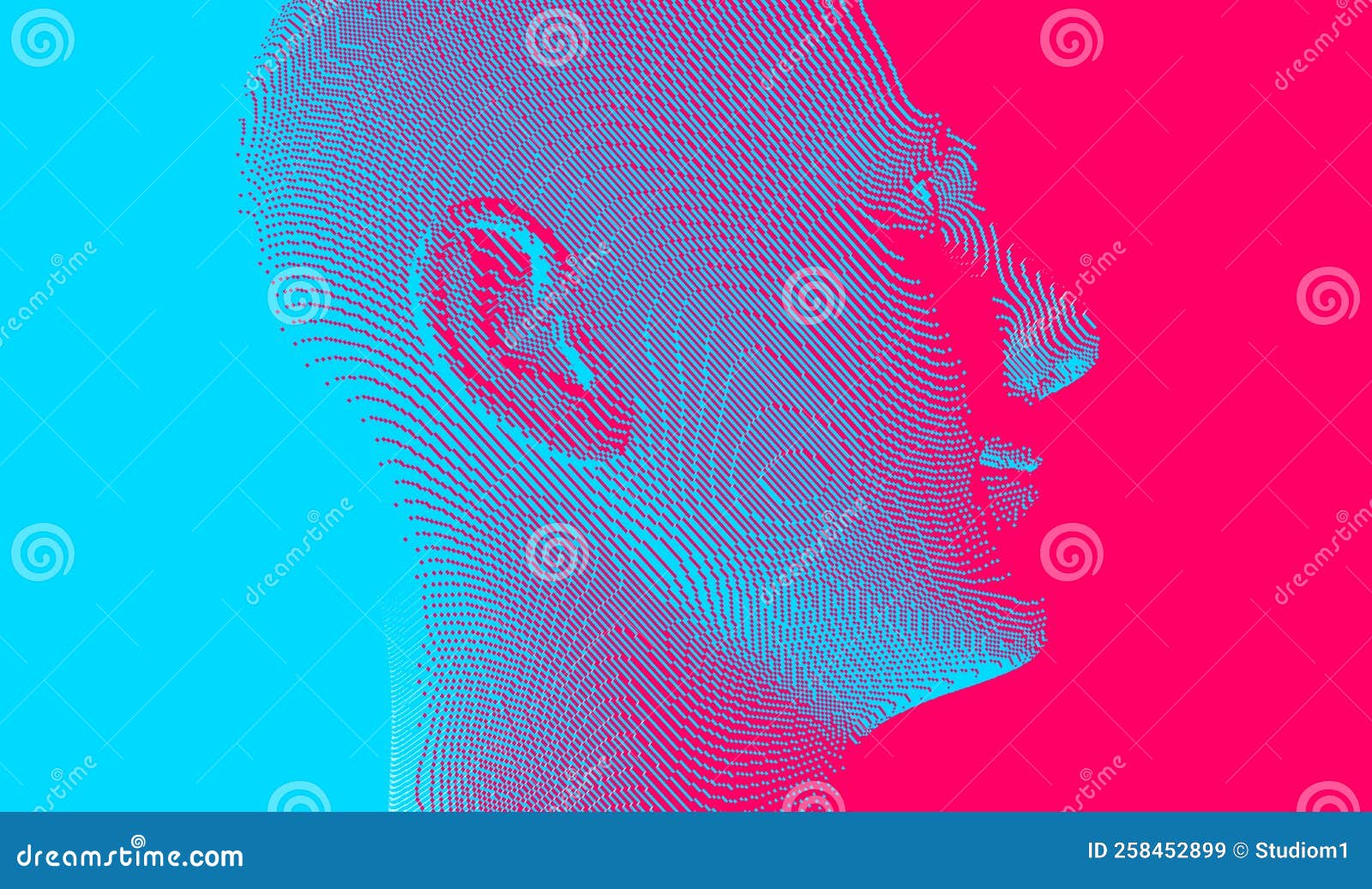 Portrait of Smiling Man. Abstract Digital Human Head Constructing from ...