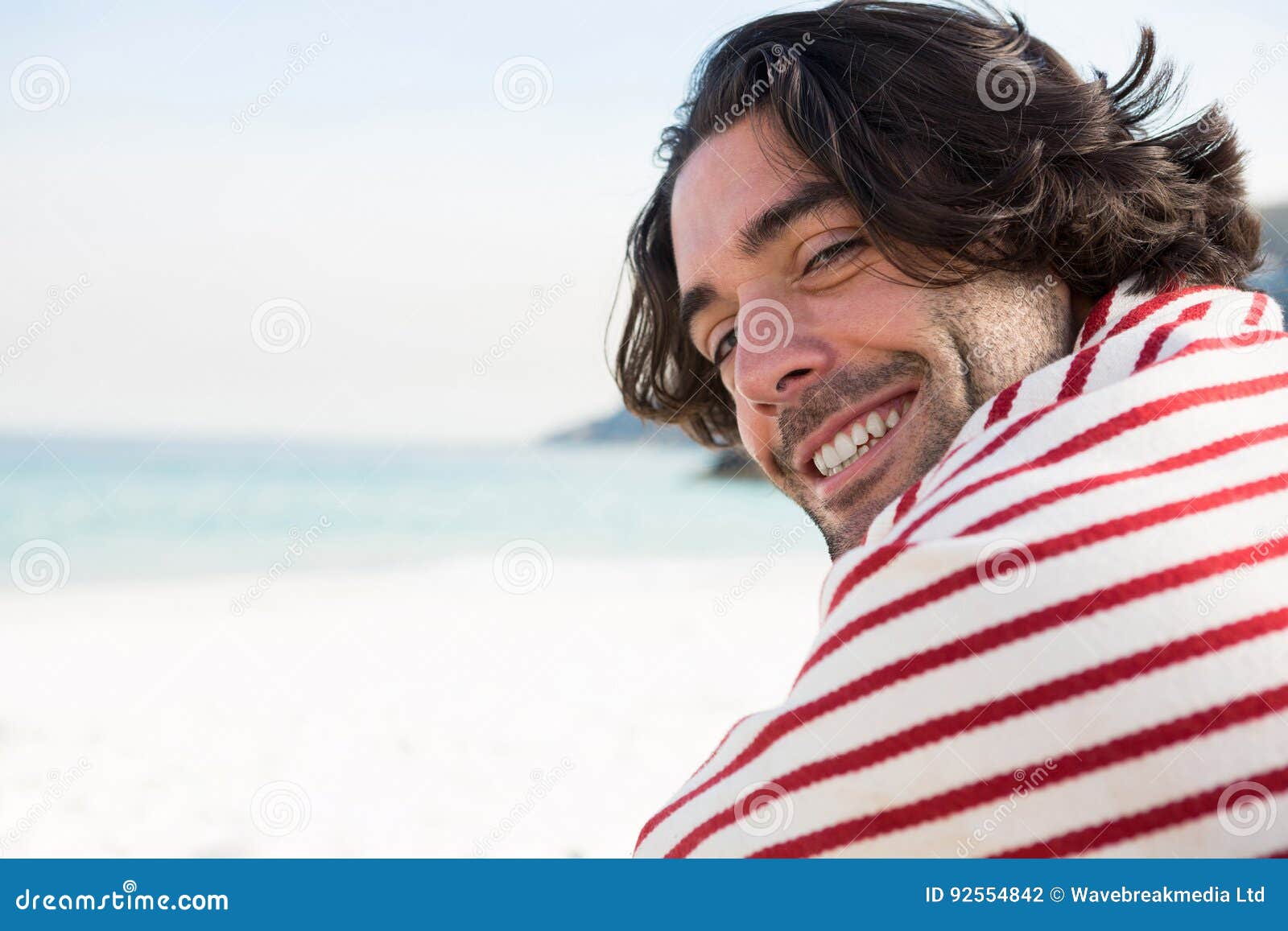 Portrait of Smiling Man at Beach Stock Photo - Image of pattern ...