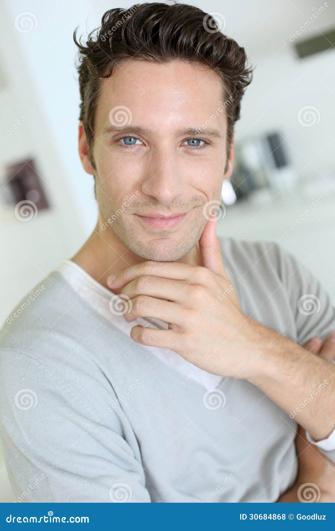 Portrait of Smiling Man with Blue Eyes Stock Photo - Image of relaxing ...