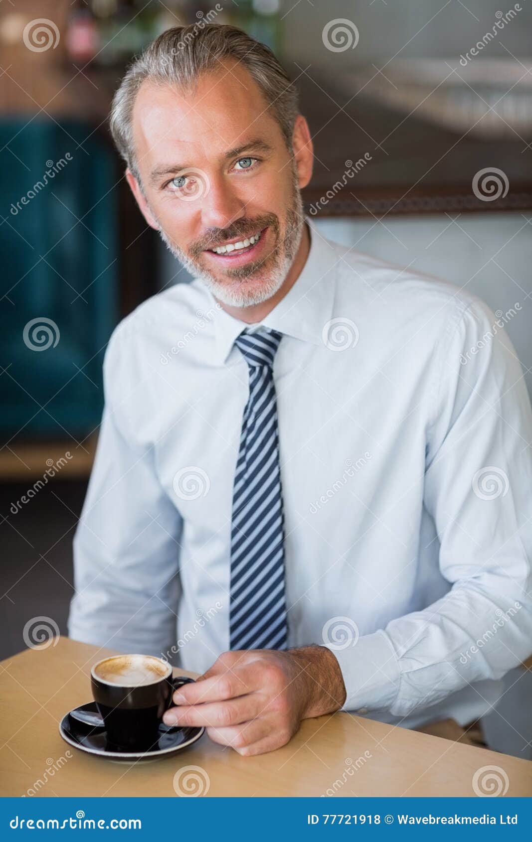 Portrait of Smiling Man Having Cup of Coffee Stock Photo - Image of ...