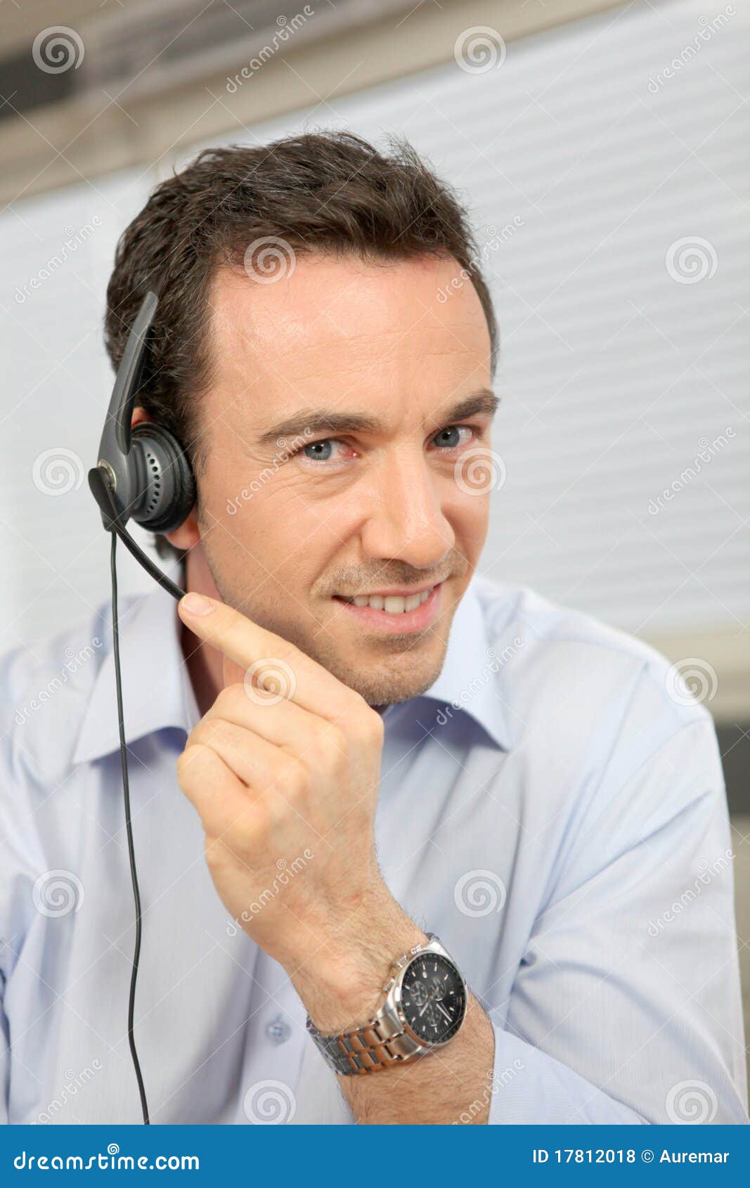 Portrait of a Smiling Man with Headset Stock Photo - Image of boss ...
