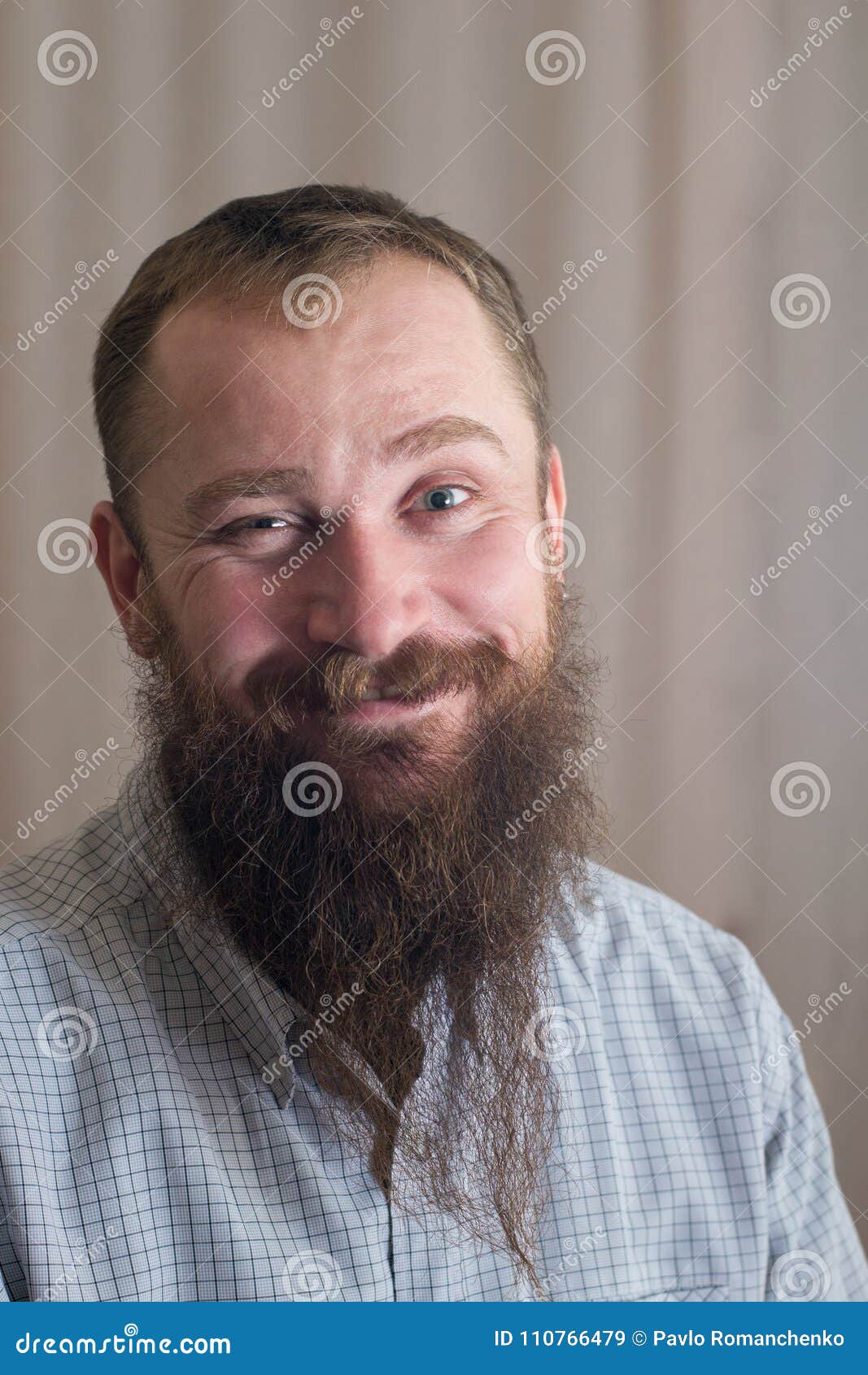 Portrait of a Smiling Man with a Long Beard Stock Image - Image of ...