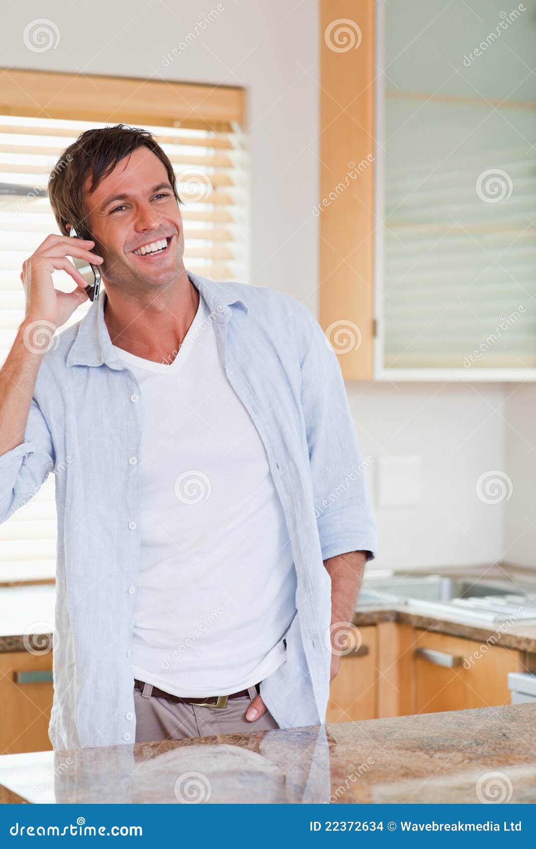 Portrait of a Smiling Man Making a Phone Call Stock Photo - Image of ...