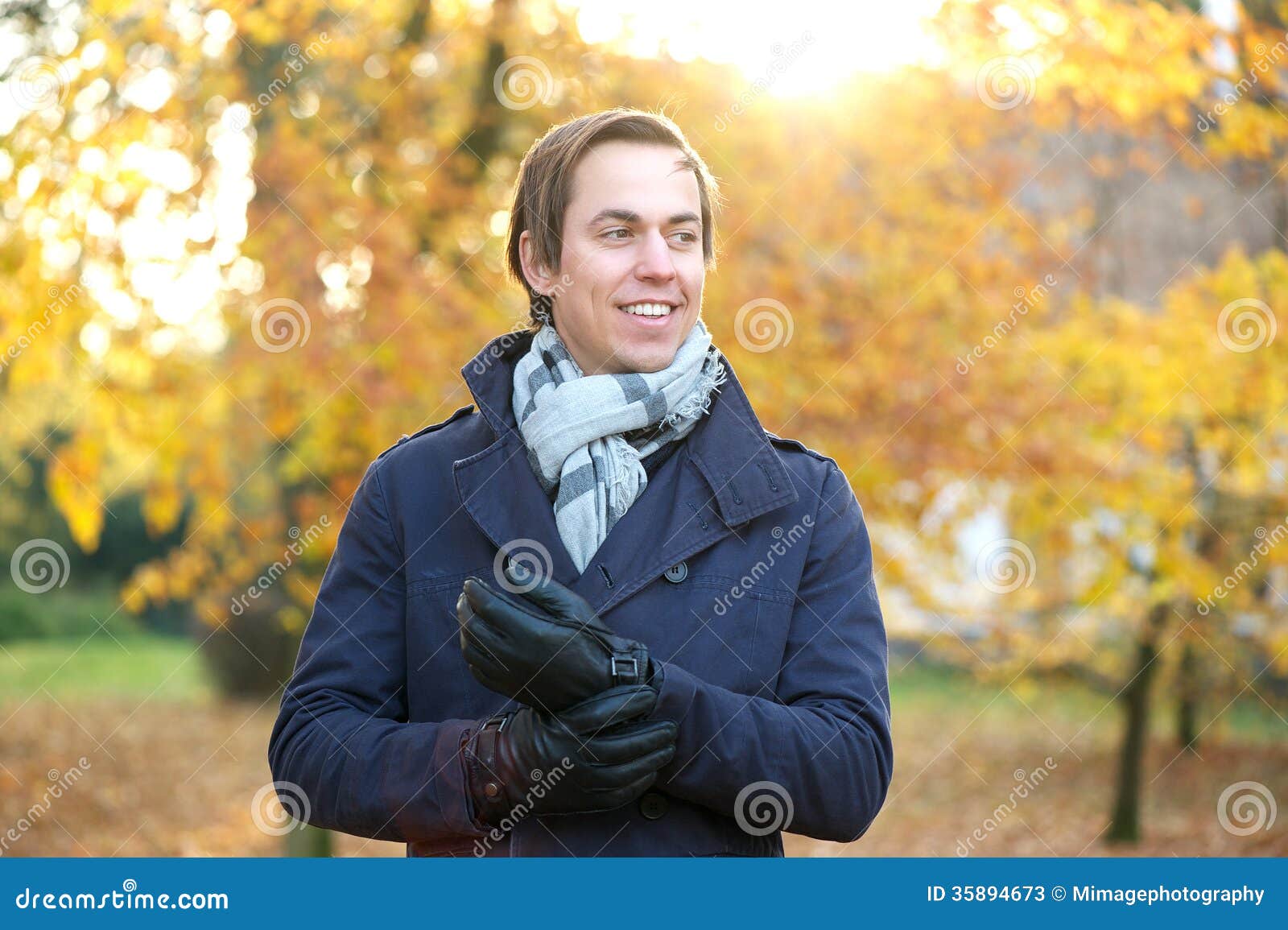 Portrait of a Smiling Man Outside on a Fall Day Stock Image - Image of ...