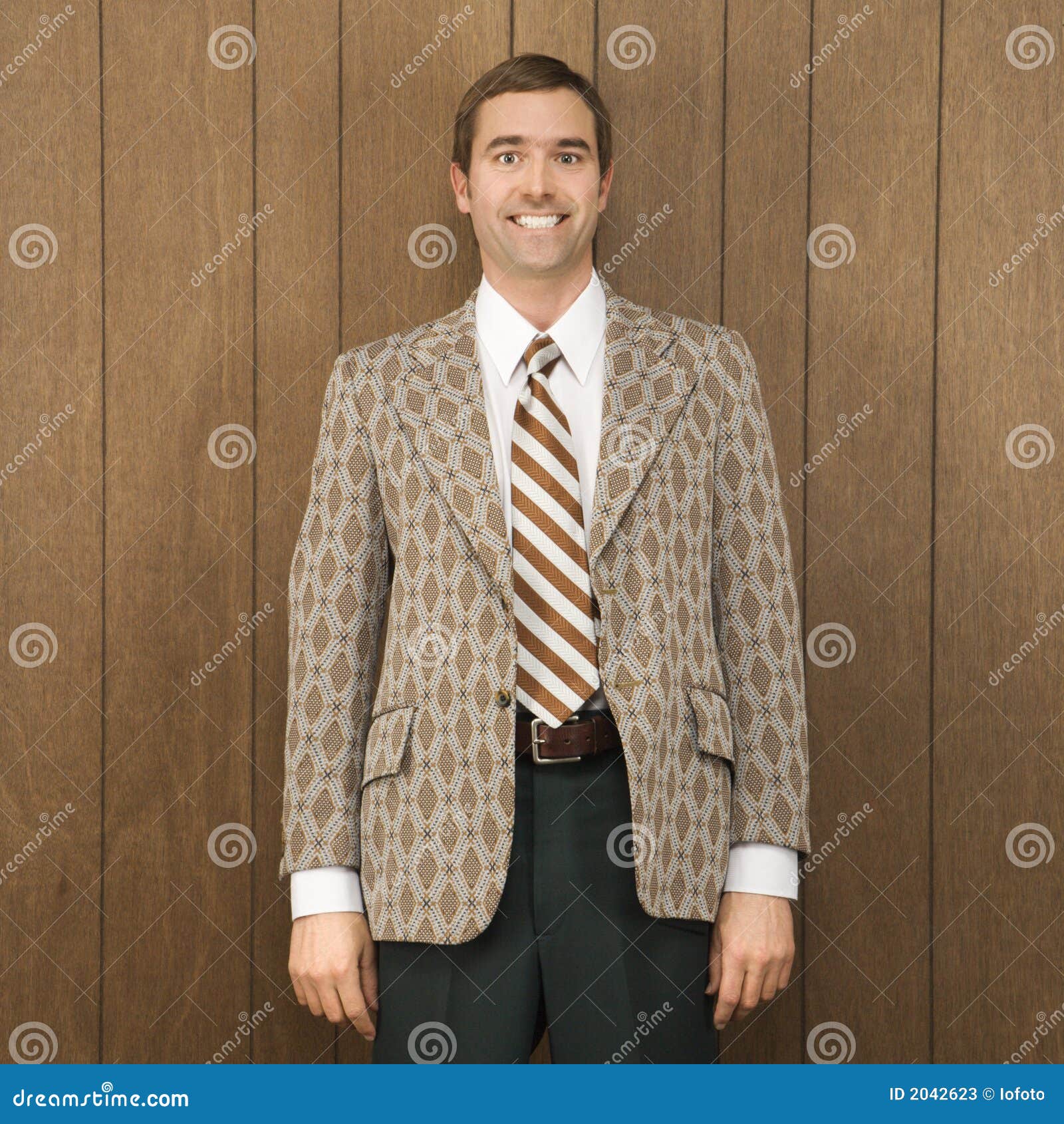Portrait of Smiling Man in Retro Suit Stock Image - Image of person ...