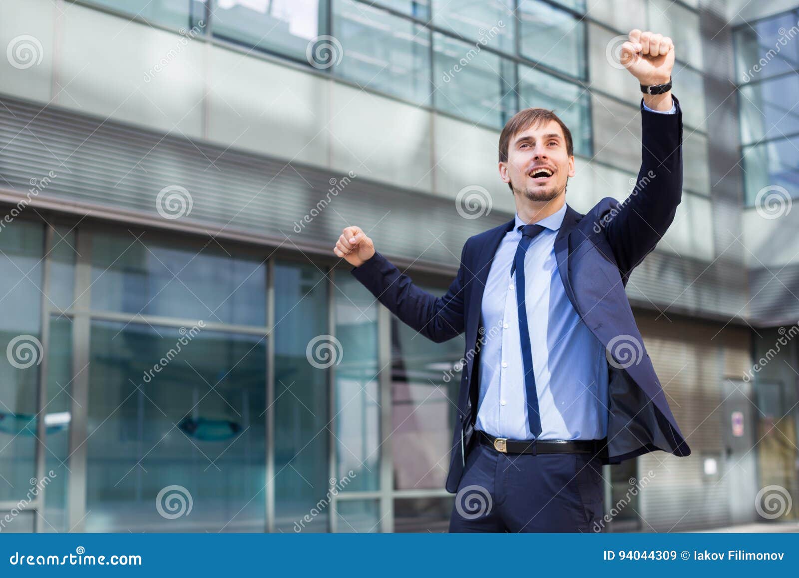 Portrait of Smiling Man in Suit Joying Stock Image - Image of ...