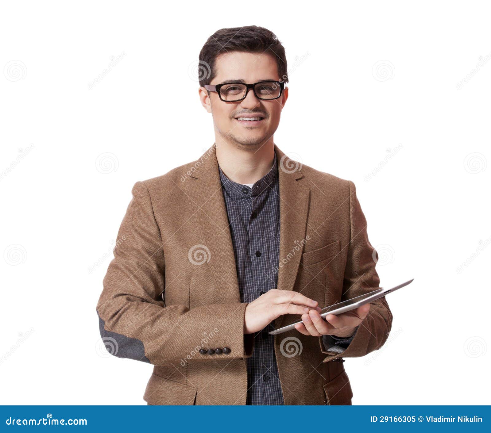 Portrait of Smiling Man with Tablet Computer Stock Image - Image of ...