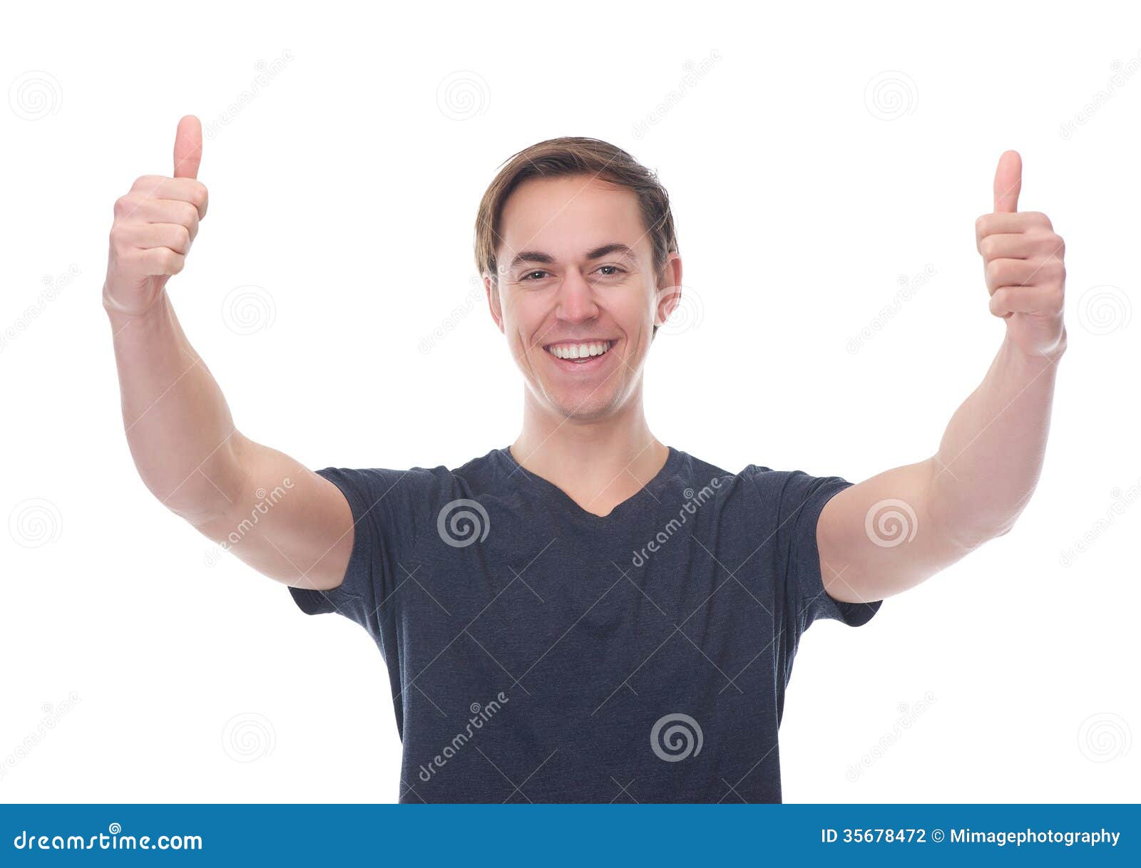 Portrait of a Smiling Man with Thumbs Up Stock Photo - Image of ...