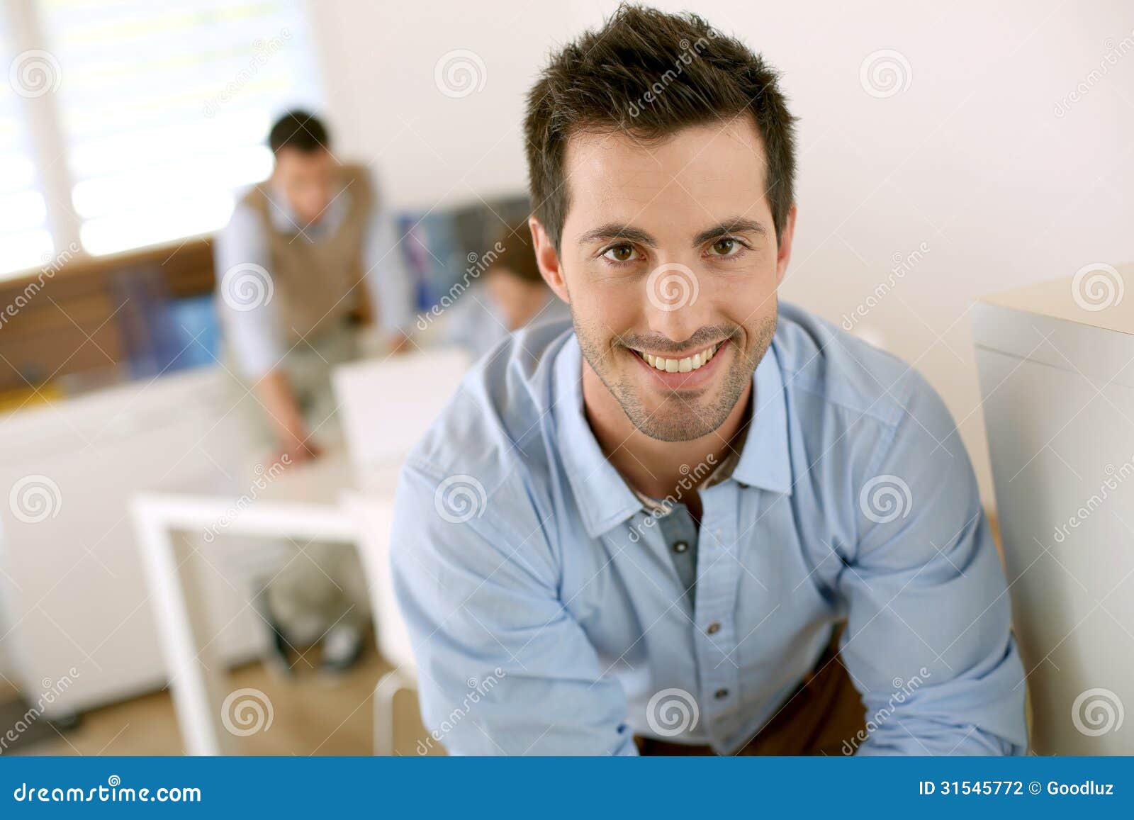 Portrait of Smiling Man at Work Stock Photo - Image of adult ...