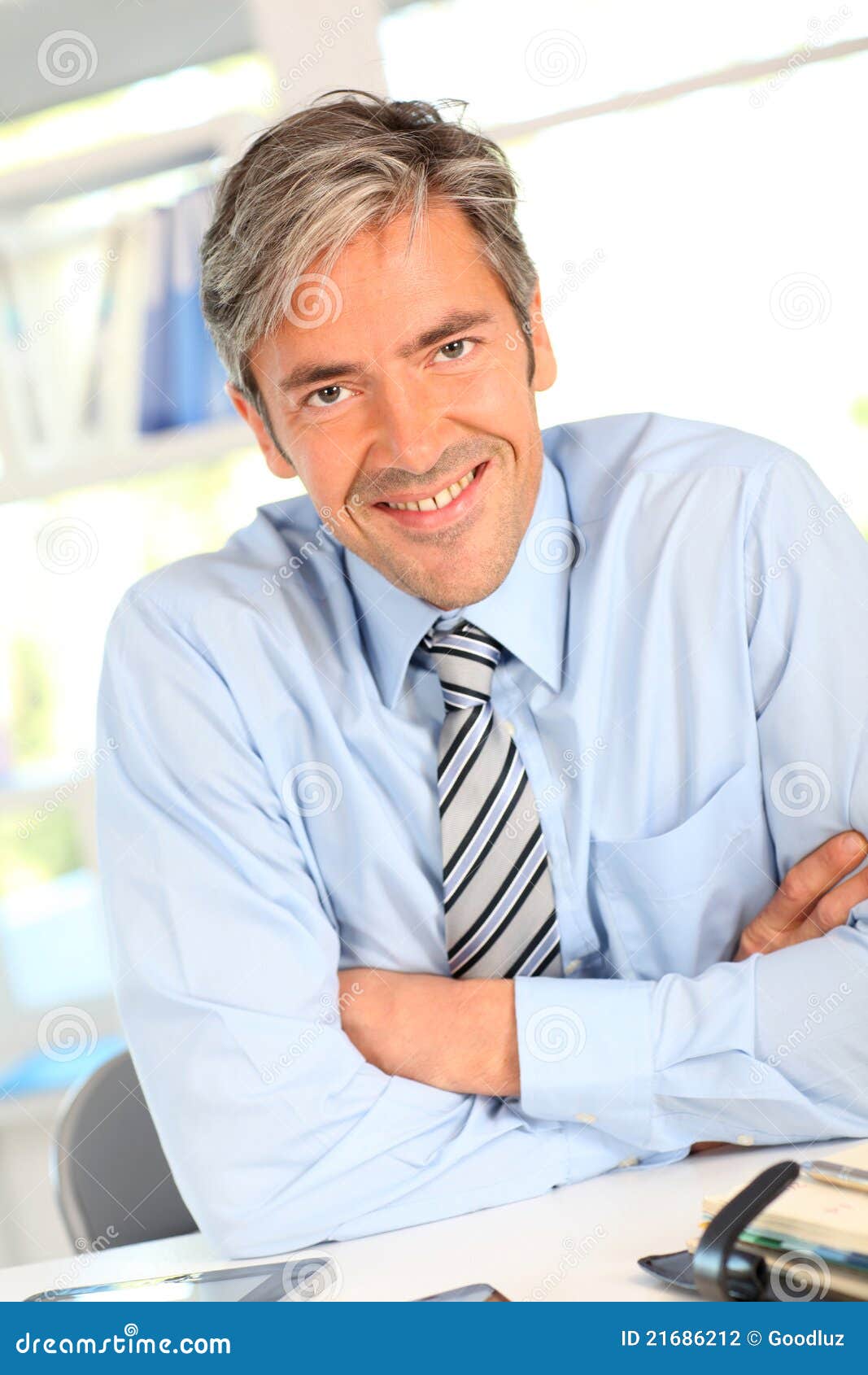 Portrait of Smiling Manager in Office Stock Photo - Image of portrait ...