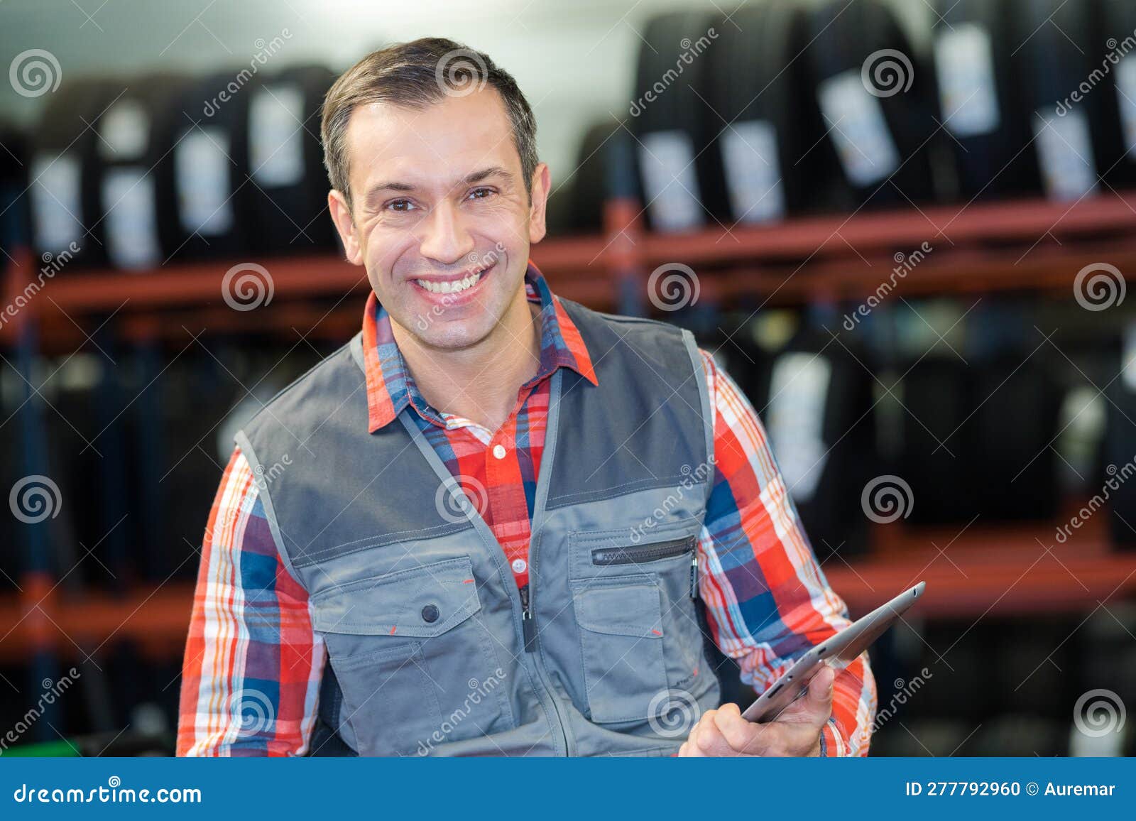 Portrait smiling mechanic stock photo. Image of repair - 277792960
