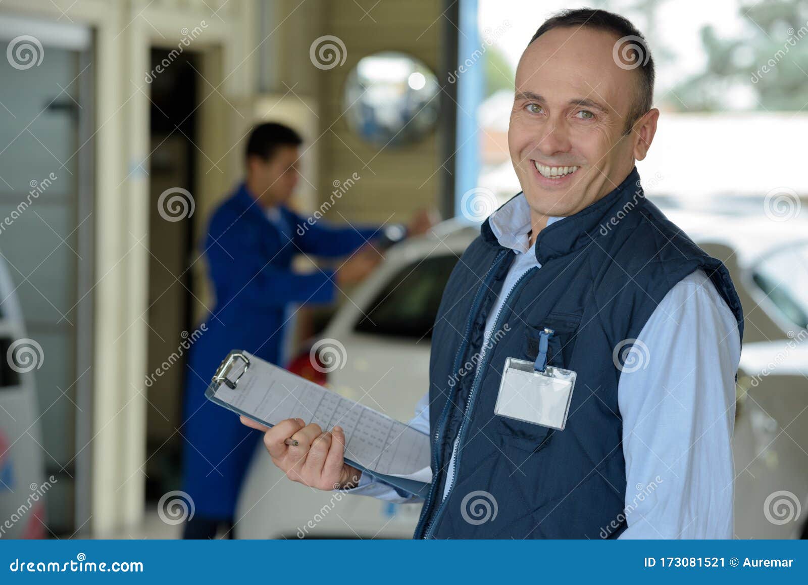 Portrait Smiling Mechanic Supervisor Stock Image - Image of coverall ...