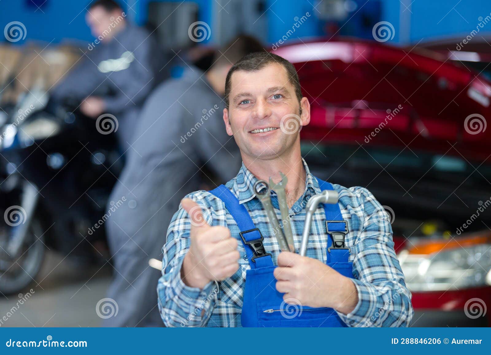 Portrait Smiling Mechanic Thumbs Up Stock Photo - Image of male ...