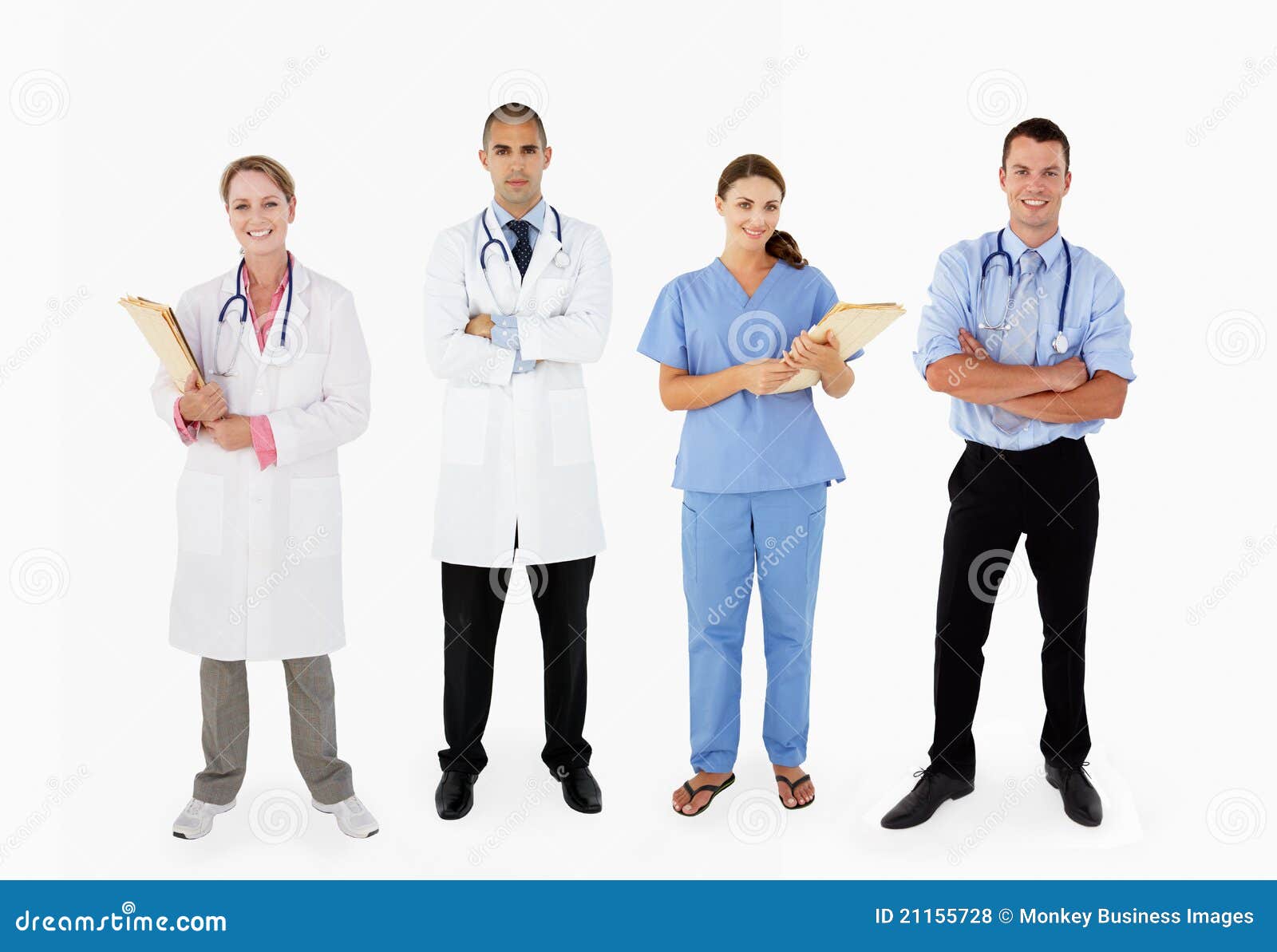 Portrait of Smiling Medical Staff in Studio Stock Photo - Image of four ...