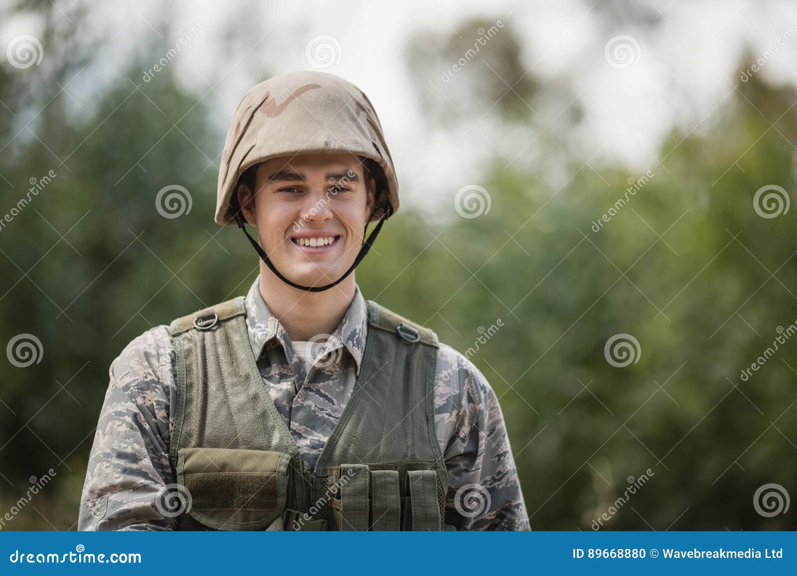 Portrait of Smiling Military Soldier Stock Photo - Image of authority ...