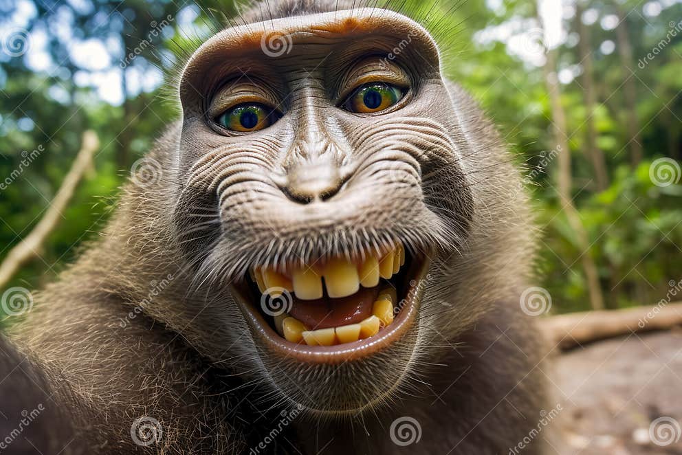 Portrait of a Smiling Monkey. Generative AI Stock Image - Image of ...