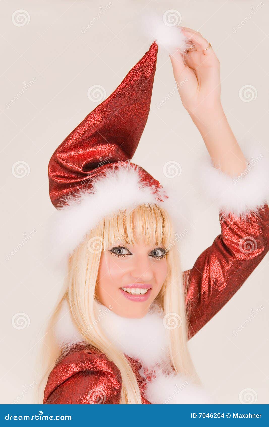 Portrait of Smiling Mrs. Santa Claus Stock Photo - Image of holding ...