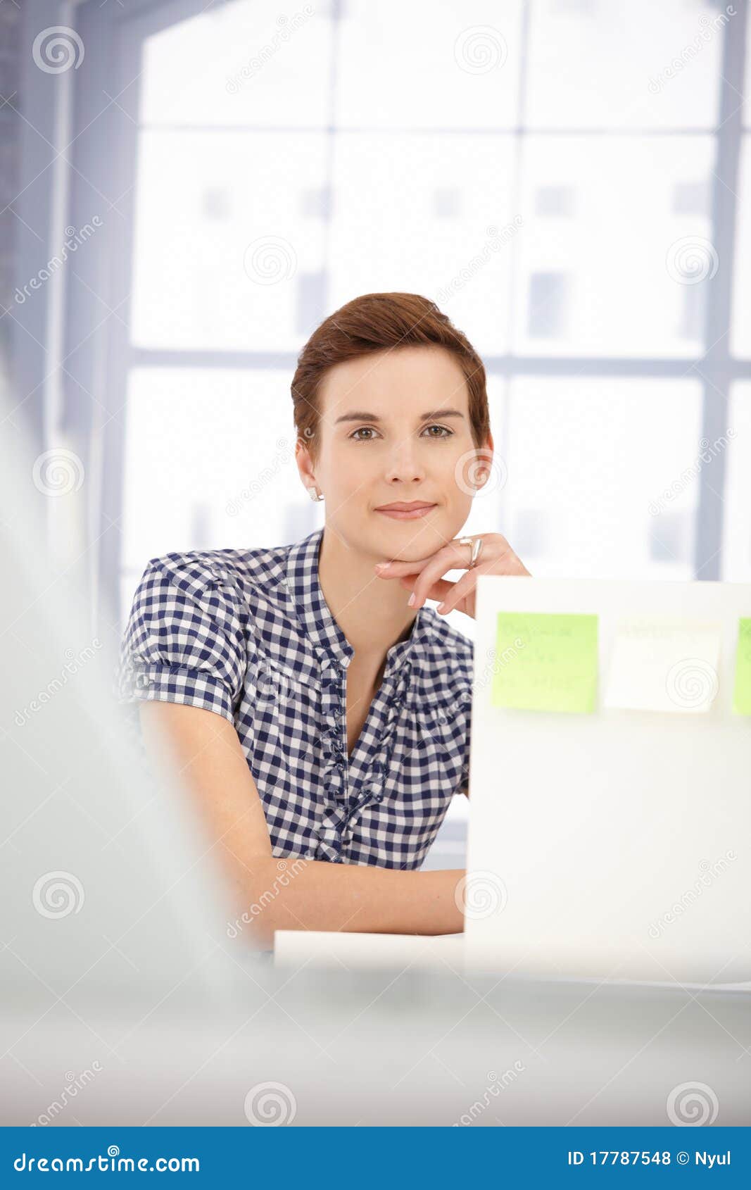 Portrait of Smiling Office Girl Stock Photo - Image of girl, hair: 17787548