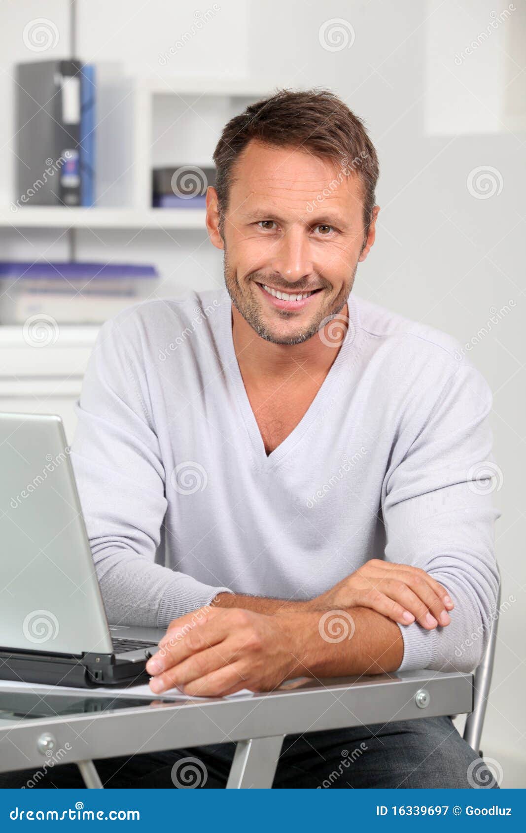 Portrait of Smiling Office Worker Stock Image - Image of smiling ...