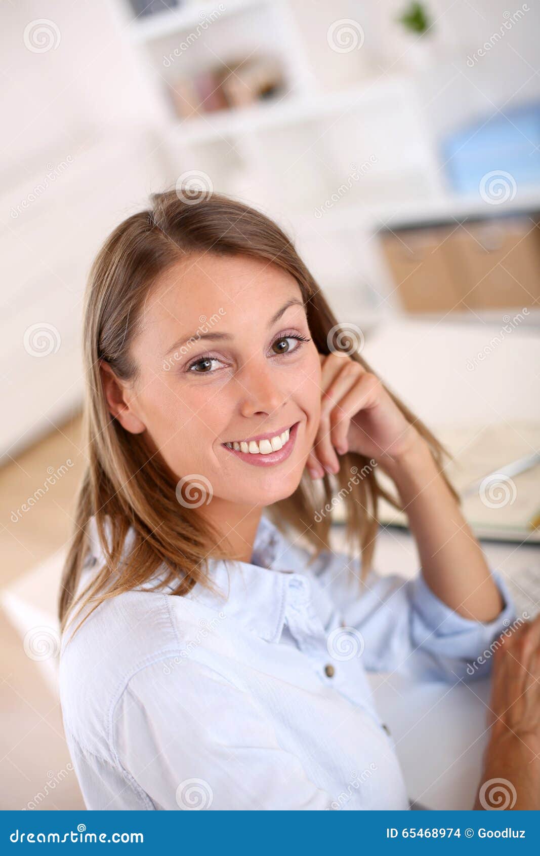 Portrait of Smiling Office Worker Stock Photo - Image of beautiful ...