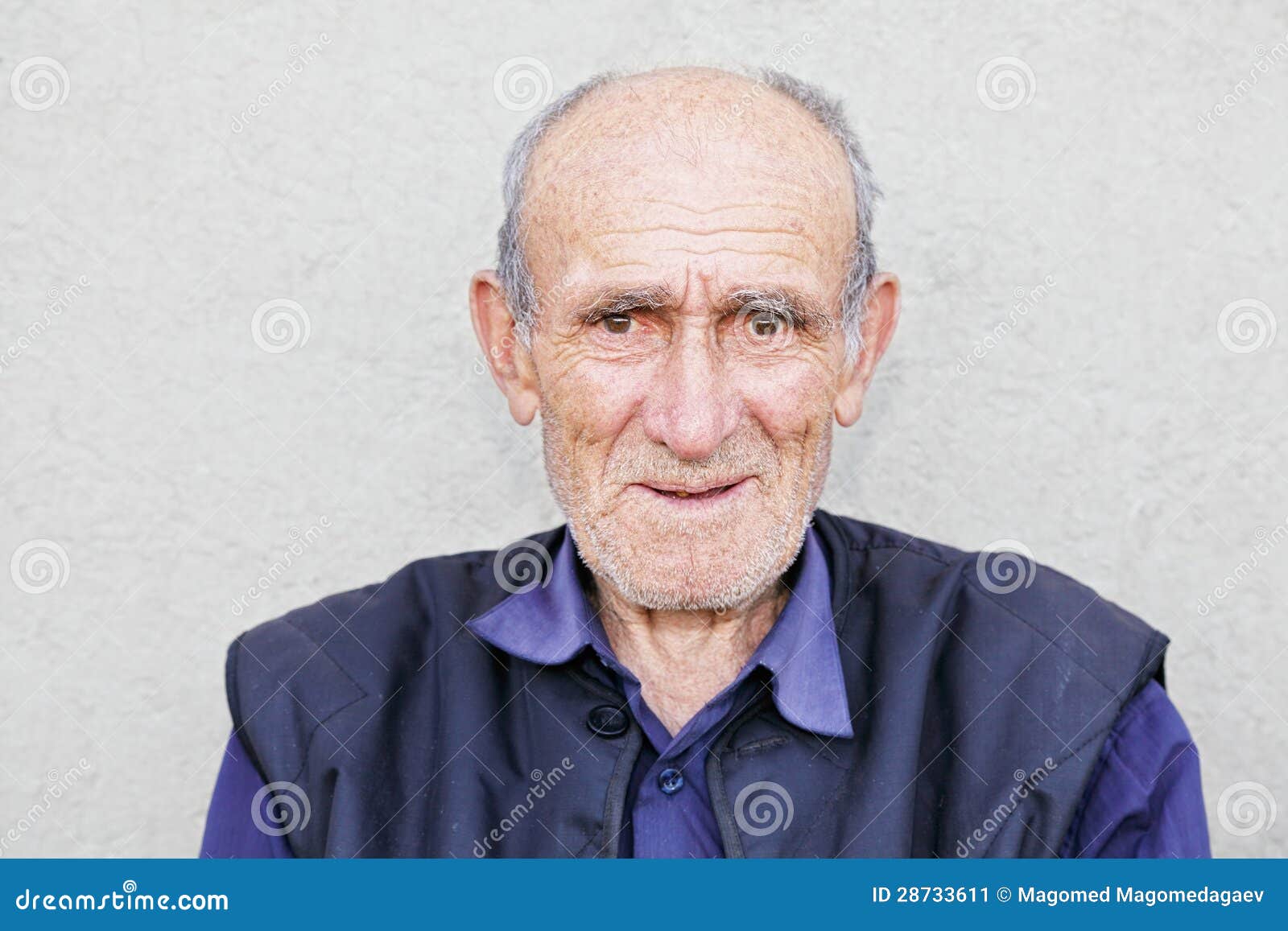 Portrait of Smiling Old Hoary Man Stock Image - Image of positive ...