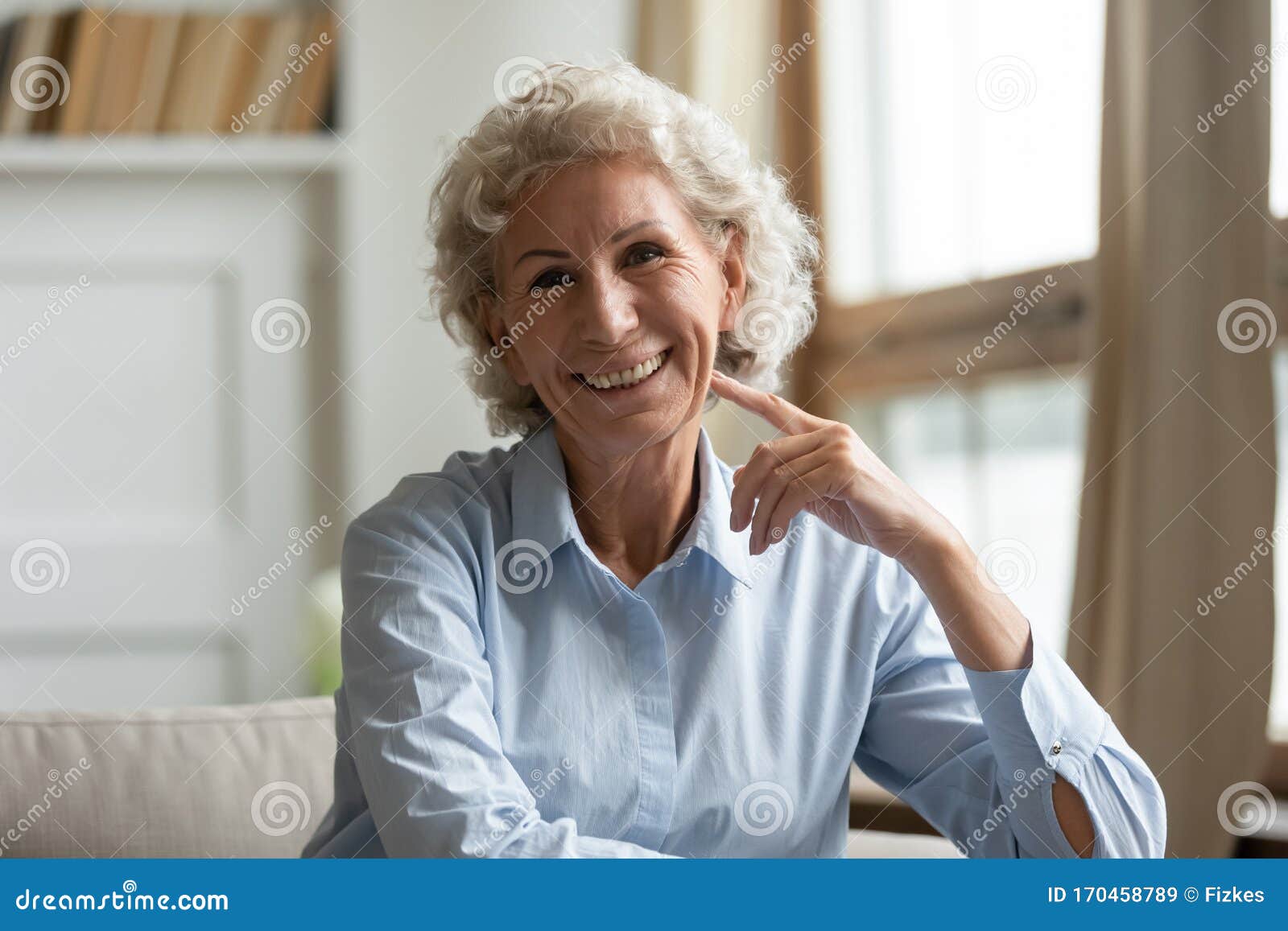 Portrait of Smiling Old Woman Relaxing on Sofa at Home. Stock Image ... Portrait of Smiling Old Woman Relaxing on Sofa at Home. Stock Image ...